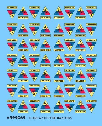 1/16 Fabric-texture armor division patches – Archer Transfers